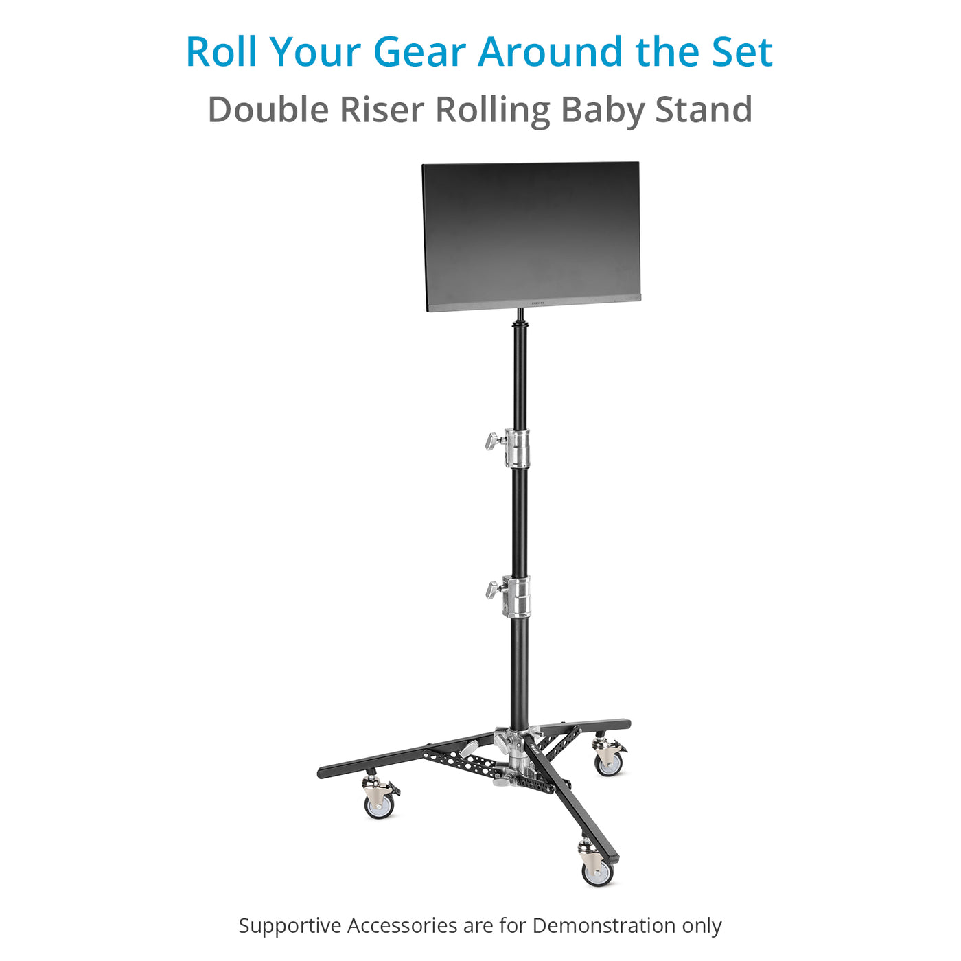 6.16ft Double Riser Rolling Monitor Stand with 5/8” | Proaim — Proaim.ca